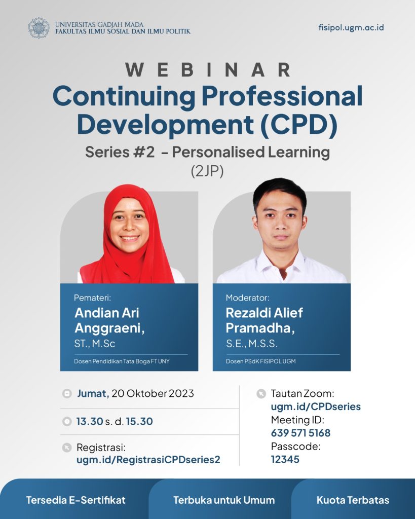 Webinar Continuing Professional Development Series #2: Personalised Learning – Fakultas Ilmu ...
