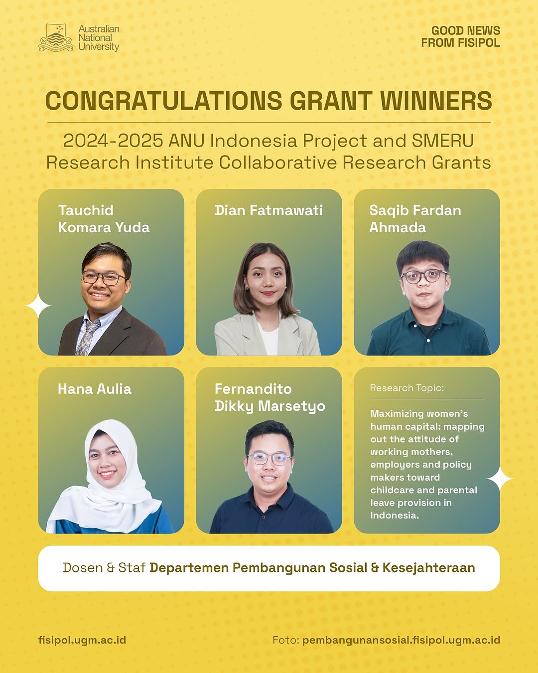 Tim Dosen dan Staf Departemen PSdK FISIPOL UGM Berhasil Menjadi Grant Winners – 2024-2025 ANU ...