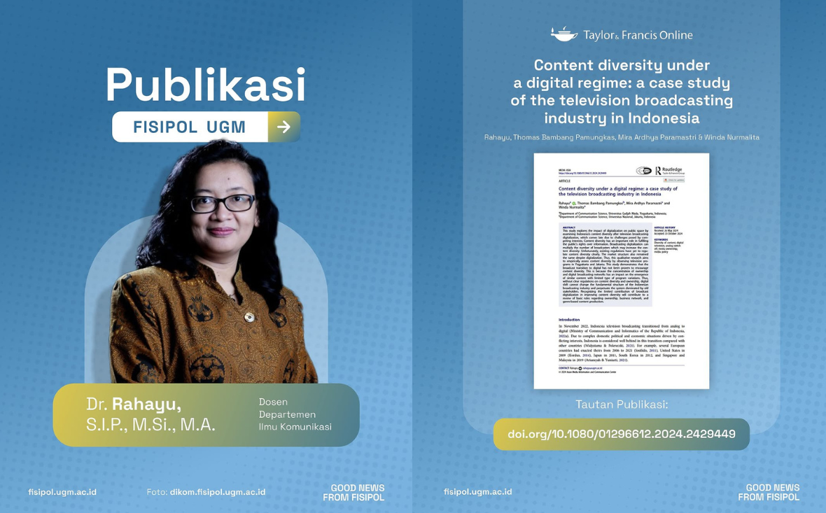 Dosen ILKOM FISIPOL UGM Ungkap Dampak Digitalisasi Terhadap Keberagaman Konten Televisi di ...