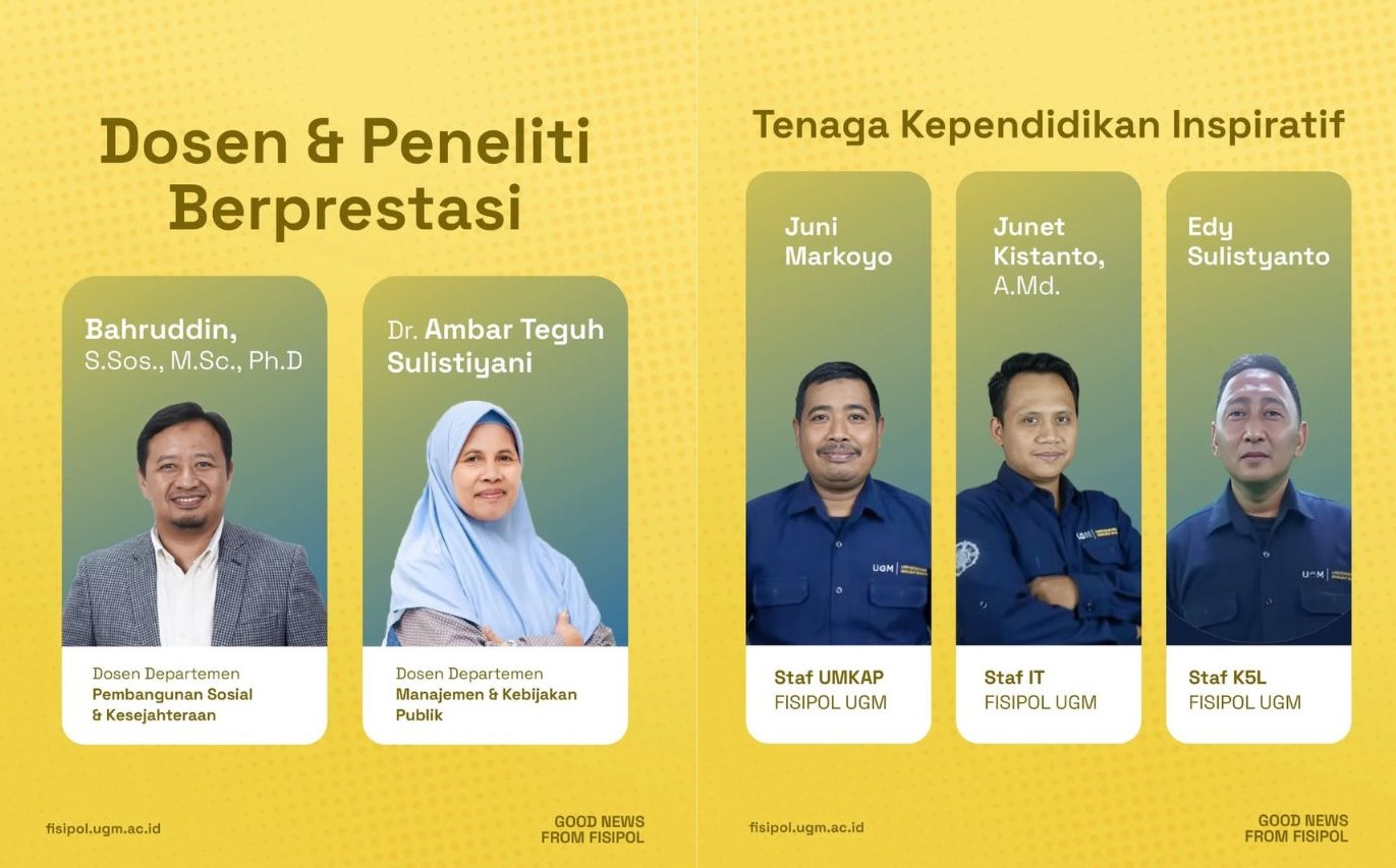 Dua Dosen dan Tiga Tenaga Kependidikan FISIPOL UGM Raih Penghargaan Insan UGM Berprestasi 2024 ...